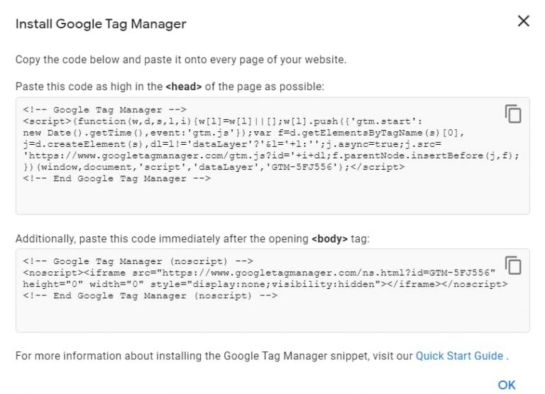 [Solved] Google Tag Manager: script tag must not be included in a div
